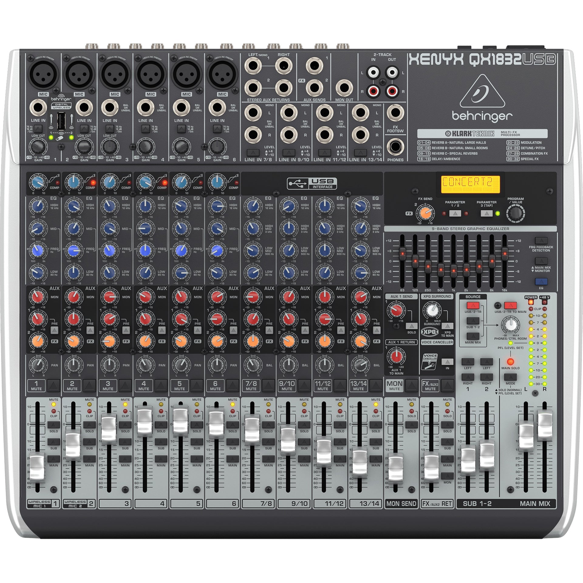 Behringer Xenyx QX1832USB Premium 18-Input Mixer with USB and Effects ...